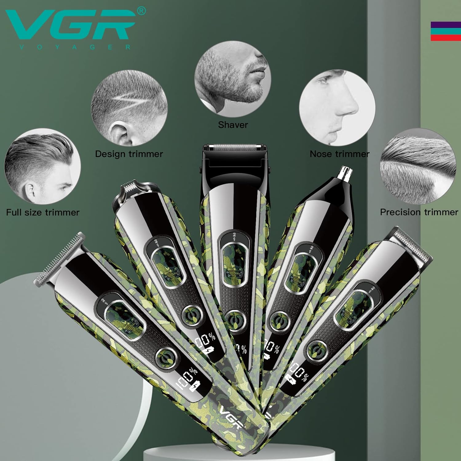 VGR V-102 Camouflage Professional Grooming Kit with Cord & Cordless ...