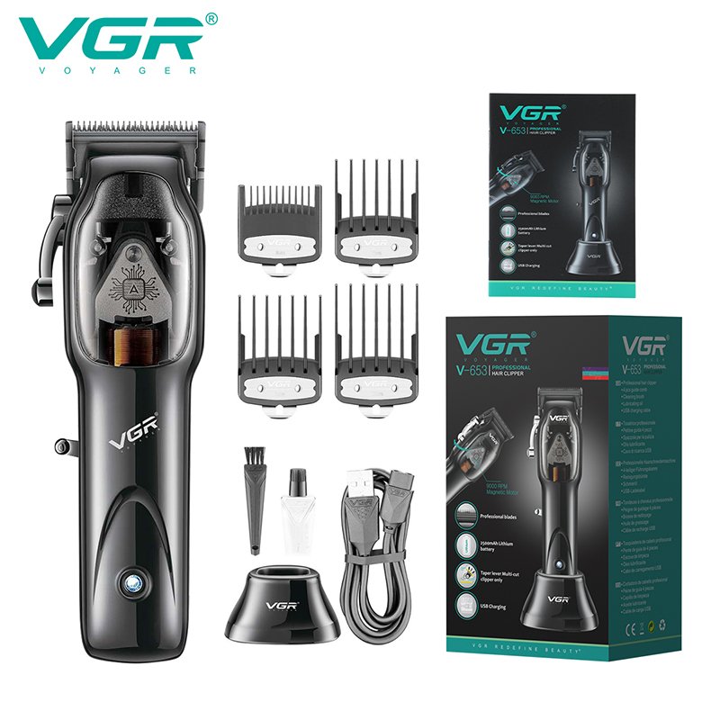 VGR V-653 Salon Series Tondeuse à cheveux professionnelle sans fil avec lames à revêtement DLC ...