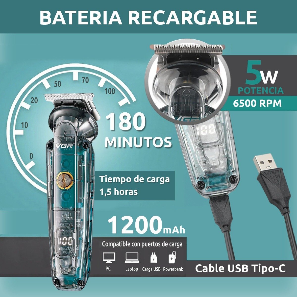 Machine à patillera pour poils de nez 2 en 1 VGR V-949 Argentine IPX6 – VGR STORE